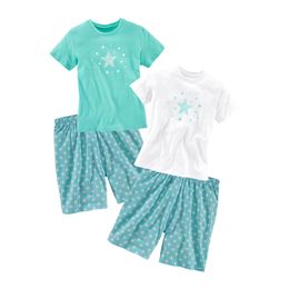 M&auml;dchen Pyjama, PETITE FLEUR BY LASCANA, Gr. 122, gr&uuml;n, Jersey, Obermaterial: 100% Baumwolle, bedruckt, Basic, Homewear-Sets, mit tollem Sternendruck