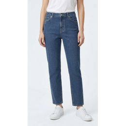 High-waist-Jeans Pepe Jeans "TAPERED JEANS HW", Damen, Gr. 31, L&auml;nge 30, mid blau, Denim/Jeans, Obermaterial: 99% Baumwolle, 1% Elasthan, gerade, unten schmal lang, Jeans High-waist-Jeans