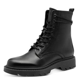 Schn&uuml;rstiefelette Tamaris, Damen, Gr. 37, schwarz, Leder, Lederimitat, unifarben, Schuhe Schn&uuml;rstiefelette, Blockabsatz, Schn&uuml;rboots mit schaftumwickelnenden Schn&uuml;rsenkeln