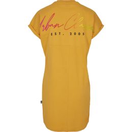 Urban Classics Damen A-Linien-Kleid "Urban Classics Damen Ladies Rainbow Tee Dress", gelb, Gr. 5XL, 100% Baumwolle, Kleider
