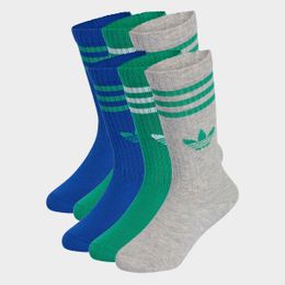 M&auml;dchen Sportsocken "3S CREW S 6P K", adidas originals, Gr. 28medium grau heather, royal blau, court gr&uuml;n, Obermaterial: 60% Baumwolle, 27%