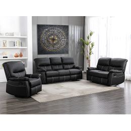 Vente-unique Couchgarnitur Relax 3+2+1 - Kunstleder - Schwarz - CANBY 801323