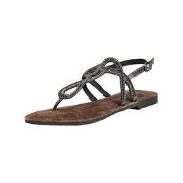 Zehentrenner Lazamani "Lazamani Sandalen Leder/Textil", Damen, Gr. 41, pewter, Leder, Textil, Schuhe Zehentrenner