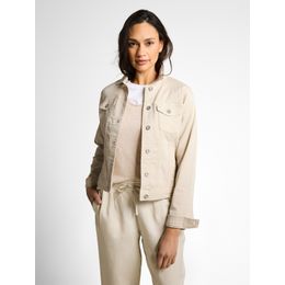 Tom Tailor Damen Jeansjacke, beige, Gr. L, unifarben, Denim/Jeans, Obermaterial: 98% Baumwolle, 2% Elasthan. Futter: 100% Baumwolle, Jacken, mit