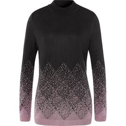 Damen Stehkragenpullover mit Jacquard-Muster mauve-graphit-gemustert, Gr&ouml;&szlig;e 48