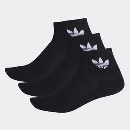 Damen Sportsocken "MID CREW, 3 PAAR", adidas originals, Gr. M, schwarz, Obermaterial: 65% Baumwolle, 32% Polyester, 2% Elasthan, 1% Polyamid, uni,