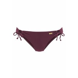 Lascana Damen Bikini-Hose "Italy", rot, Gr. 32, unifarben, Microfaser, Polyamid, Badehosen, mit seitlichen Bindeb&auml;ndern