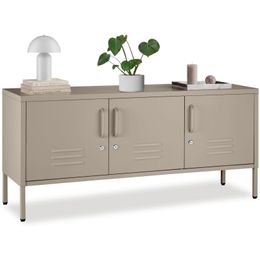 TecTake&reg; Sideboard, 3 T&uuml;ren mit Magnetverschluss, einzeln abschlie&szlig;bar, pulverbeschichteter Stahl, Kippschutz, h&ouml;henverstellbare F&uuml;&szlig;e
