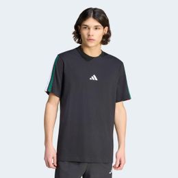 Herren T-Shirt "ESSENTIALS DREI STREIFEN, SINGLE JERSEY", schwarz, Gr. L, adidas Sportswear, Obermaterial: 100% Baumwolle, Shirts