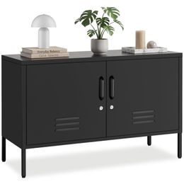 TecTake&reg; Sideboard, 2 T&uuml;ren mit Magnetverschluss, einzeln abschlie&szlig;bar, pulverbeschichteter Stahl, Kippschutz, h&ouml;henverstellbare F&uuml;&szlig;e