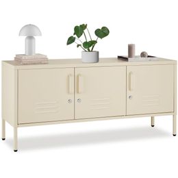 TecTake&reg; Sideboard, 3 T&uuml;ren mit Magnetverschluss, einzeln abschlie&szlig;bar, pulverbeschichteter Stahl, Kippschutz, h&ouml;henverstellbare F&uuml;&szlig;e