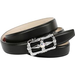 Anthoni Crown Damen Lederg&uuml;rtel, schwarz, Gr. 85, unifarben, Leder, G&uuml;rtel, mit filigraner Automatik Schlie&szlig;e