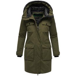Winterjacke Navahoo "Eissturm 14", Damen, Gr. M (38), gr&uuml;n (olivgr&uuml;n), Material: 100% Polyester, gerade h&uuml;ftbedeckend, weit gerader Abschluss, Jacken Winterjacke, Wasserabweisende Jacke mit Kapuze
