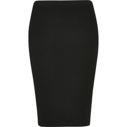 Sommerrock Urban Classics "Urban Classics Damen Ladies Rib Knit Midi Skirt", Damen, Gr. XS, schwarz, 35% Polyacryl, 35% Viskose, 30% Polyamid, unifarben, slim fit, R&ouml;cke