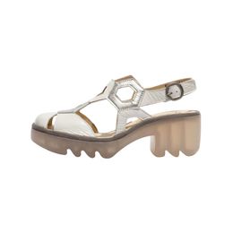 Fly London Damen High-Heel-Sandalette "Fly London Sandalen Nappaleder", Gr. 35wei&szlig;, silber, Nappaleder, Schuhe