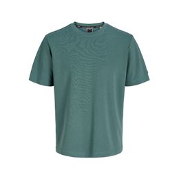 Jack & Jones PlusSize T-Shirt "JCOFUSION BADGE TEE SS CREW NECK PLS", Jungen, Gr. 4XL, north atlantic, Jersey, Obermaterial: 58% Polyester, 42% Baumwolle, JACK & JONES PLUSSIZE, unifarben, regular fit normal, Rundhals, Shirts T-Shirt