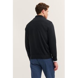 Bugatti Herren Troyer "Regular Fit", blau, Gr. XL, unifarben, Strick, 95% Baumwolle, 5% Kaschmir, Pullover, aus Baumwolle-Kaschmir mit Rei&szlig;verschluss