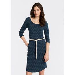 Ragwear Damen Jerseykleid "LILITHA ZIG ZAG O", blau, Gr. S, gemustert, Jersey, Obermaterial: 50% Baumwolle, 50% Modal, Kleider, mit