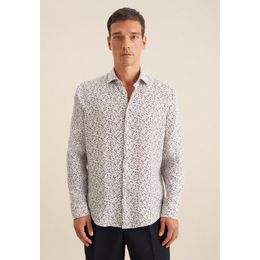 Seidensticker Herren Businesshemd "Regular", beige, Gr. 46, bedruckt, 100% Leinen, Hemden, Regular 1/1 Kentkragen Druck