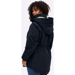 sheego Damen Parka, blau, Gr. 54, unifarben, 84% Polyester, 16% Baumwolle, B&uuml;ndchen:95% Polyester, 5% Elasthan, Kapuzenfutter:100% Polyester,