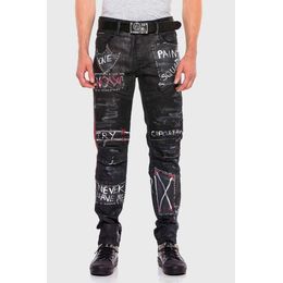 Cipo & Baxx CIPO & BAXX Herren 5-Pocket-Jeans "Jeans", schwarz, Gr. 38, gemustert, 98% Baumwolle, 2% Elasthan, Jeans, im trendigen Design