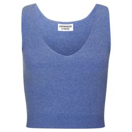 Damen Stricktop, Copenhagen Studios, Gr. 40, blau, Rippstrick, Obermaterial: 50% Viskose, 28% Polyester, 22% Nylon, unifarben, Tops, aus hochwertigem