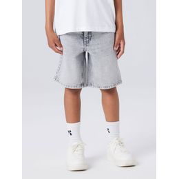Jeansshorts name it "NKMRYAN REG L DNM SHORTS 6750-DM NOOS", M&auml;dchen, Gr. 128, N-Gr, grau (grau denim), Denim/Jeans, Obermaterial: 100% Baumwolle, unifarben, regular fit kurz, Jeans Jeansshorts, Baumwolle