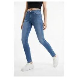 Skinny-fit-Jeans Only "ONLMARIA MID WAIST SK DNM BOX", Damen, Gr. XS, L&auml;nge 32, medium blau denim, Denim/Jeans, Obermaterial: 64% Baumwolle, 31% Polyester, 3% Viskose, 2% Elasthan, unifarben, skinny fit lang, Jeans