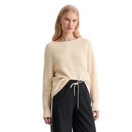 Marc O'Polo Strickpullover MARC O'POLO "aus Heavy-Weight-Organic-Cotton", Damen, Gr. XS, raw cream, Obermaterial: 100% Baumwolle, unifarben, Rundhals, Pullover Strickpullover