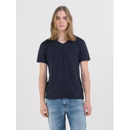 Replay Herren V-Shirt, blau, Gr. M, Jersey, Obermaterial: 100% Baumwolle, Shirts
