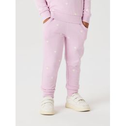 name it M&auml;dchen Sweatpants "NMFVALBA SWE PANT UNB NOOS", rosa, Gr. 92, bedruckt, Sweatware, Obermaterial: 100% Baumwolle, Hosen