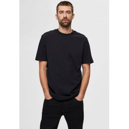 Rundhalsshirt Selected "SLHCOLMAN SS O-NECK TEE NOOS", Herren, Gr. S, schwarz, Single Jersey, Obermaterial: 100% Baumwolle, unifarben, Basic, normal, Rundhals, gerader Abschluss, Shirts Rundhalsshirt