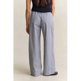 Gant Damen Stoffhose "STRIPE POPLIN PULL ON"rich navy, Gr. 40, gestreift, Web, Obermaterial: 100% Baumwolle, Hosen, Relaxed fit mit elastischem Bund