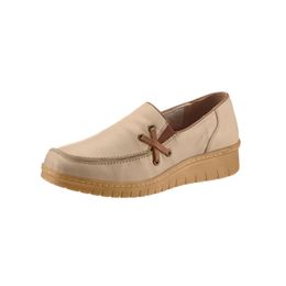 Loretta Damen Slipper, Gr. 37, beige, Leder, Schuhe