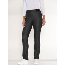 Classic Basics Damen Jerseyhose, schwarz, Gr. 22, Hahnentrittmuster, gemustert, kariert, mehrfarbig, 95% Polyester, 5% Elasthan, Hosen