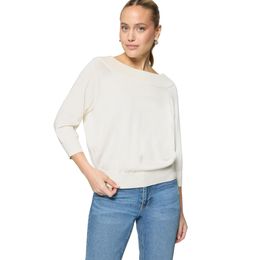 Zero Damen Strickpullover "Damen mit Carmenausschnitt", wei&szlig;, Gr. 44, unifarben, Obermaterial: 40% Baumwolle, 60% Viskose, Pullover, Plain/ ohne