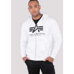 Herren Kapuzensweatjacke "BASIC ZIP HOODY", wei&szlig;, Gr. M, Alpha Industries, bedruckt, angeraute Sweatware, Obermaterial: 80% Baumwolle, 20% Polyester,