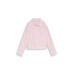 Blusenshirt Tom Tailor, M&auml;dchen, Gr. 170, soft mauve wei&szlig; stripe, Web, Obermaterial: 100% Baumwolle, gestreift, oversize normal, ohne Ausschnitt, Manschette, Shirts Blusenshirt, mit Streifen Muster