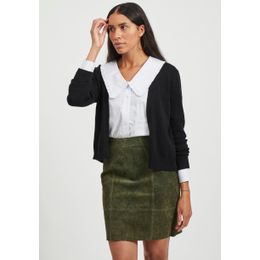 Vila Damen Cardigan "VIRIL SHORT CARDIGAN", schwarz, Basic, Gr. M, gepflegt, Feinstrick, Obermaterial: 50% Viskose, 27% Polyamid, 23% Polyester,