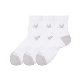 New Balance Damen Sportsocken "ACTIVE QTR SOCKS 3 PACK", Gr. Mwei&szlig;, Obermaterial: 100% Baumwolle, Socken, strapazierf&auml;hige Quarter-Socken, 3er-Pack,
