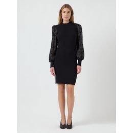 Y.A.S Damen Strickkleid "YASDOTME LS KNIT DRESS S. NOOS", schwarz, Gr. L, unifarben, Strick, Obermaterial: 52% Viskose, 26% Polyester, 22% Nylon,