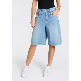 Herrlicher Damen Jeansbermudas "Brooke Bermuda Denim", blau, Gr. 32, Denim/Jeans, Obermaterial: 99% Baumwolle, 1% Elasthan, Jeans, mit weitem Bein
