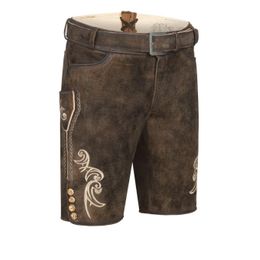 N&uuml;bler Trachtenlederhose N&Uuml;BLER "Lederhosen kurz Latz Hudson", Herren, Gr. 48, EURO, braun, Obermaterial: 100% Lammleder LEL., Hosen