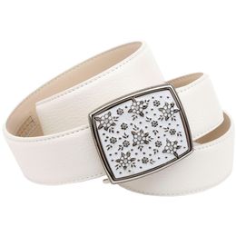Lederg&uuml;rtel Anthoni Crown, Damen, Gr. 95, wei&szlig;, Leder, unifarben, G&uuml;rtel Lederg&uuml;rtel, mit handgefertigter Glasur-Schlie&szlig;e, abgesteppte R&auml;nder