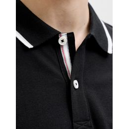Jack & Jones PlusSize Poloshirt "JJBLAZE POLO SS PLS", Herren, Gr. 5XL, schwarz, Jersey, Obermaterial: 60% Baumwolle, 40% Polyester, JACK & JONES PLUSSIZE, unifarben, regular fit, Shirts