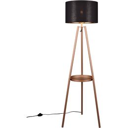REALITY LEUCHTEN Stehlampe "COLETTE, Stehleuchte Dreibein mit Ablagefl&auml;che exkl 1xE27 max 60W", schwarz (coffee schwarz), 1, &Oslash; 57cm H: 152,5cm, 1 Stk., Leuchten, Stehleuchte &Oslash; 57cm mit Fu&szlig;schalter moderne Farbkombination innen gold, Stehlampe