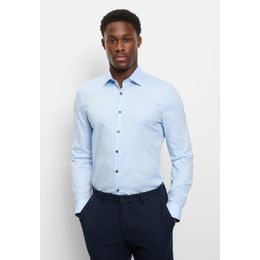 OLYMP Herren Businesshemd "OLYMP No. Six, Super Slim, New York Kent mit extra langem Arm"bleu, Gr. 39, 97% Baumwolle, 3% Elastolefin, Hemden