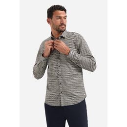 Langarmhemd NO EXCESS "NO EXCESS Stretchhemd mit Print Shirt Stretch Allover Printed", Herren, Gr. M, Normalgr&ouml;&szlig;en, schwarz, 97% Baumwolle, 3% Elasthan, regular fit, Hemden