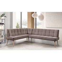Eckbank exxpo - SOFA FASHION "Latte", latte, B:254cm H:95cm T:196cm, 94% PES, 6% NY, Sitzb&auml;nke, Eckbank, moderne Sitz- und R&uuml;ckensteppung, bequem und elegant, hoher Holzfu&szlig;