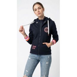Zwillingsherz Damen Kapuzensweatjacke, blau, Gr. LXL, Sweatware, Obermaterial: 50% Baumwolle, 50% Polyester, Sweatjacken, Regular-Fit, Kapuze,